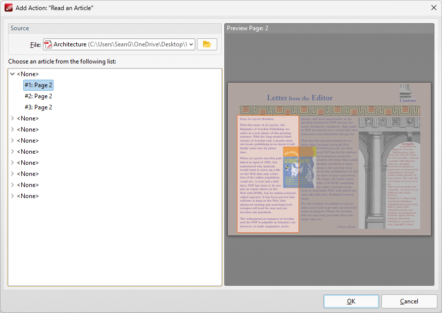 Tabs Guide > Home Tab > Link Options > Read an Article