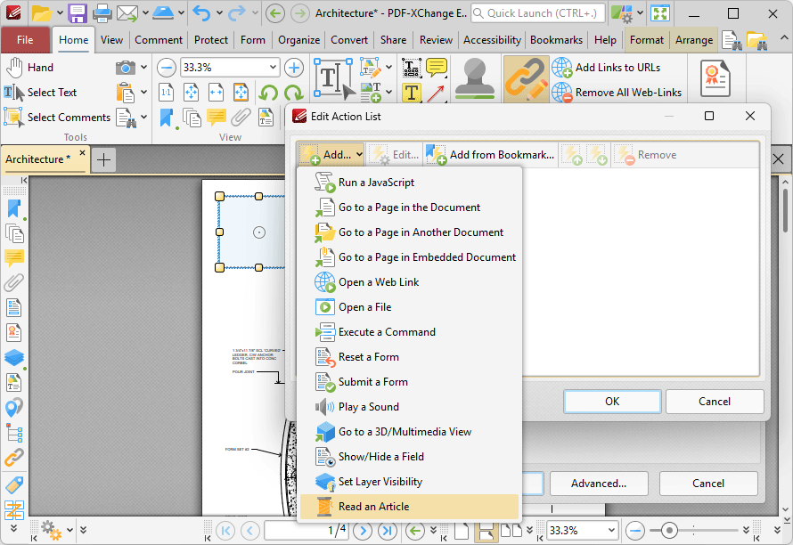 Tabs Guide > Home Tab > Link Options > Read an Article