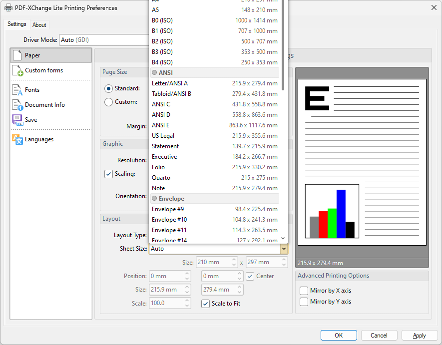 PDF-XChange Lite User Manual > PDF-XChange Printer Lite Settings ...