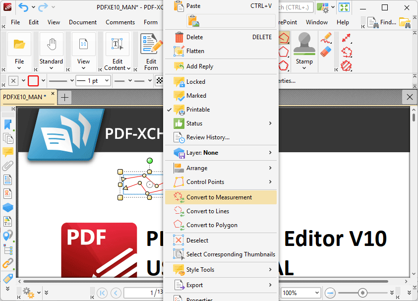 Tabs Guide > Tools > Comment And Markup Tools > Polygon Line Tool