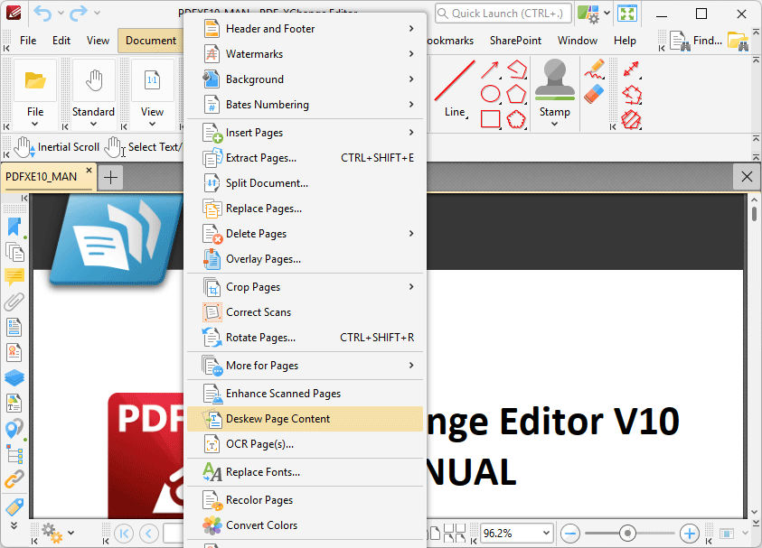 Tabs Guide > Document > Deskew Page Content