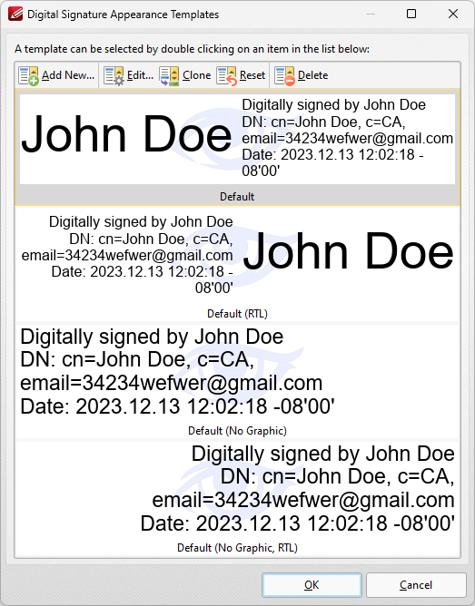 Tabs Guide > Document > Digital Signatures