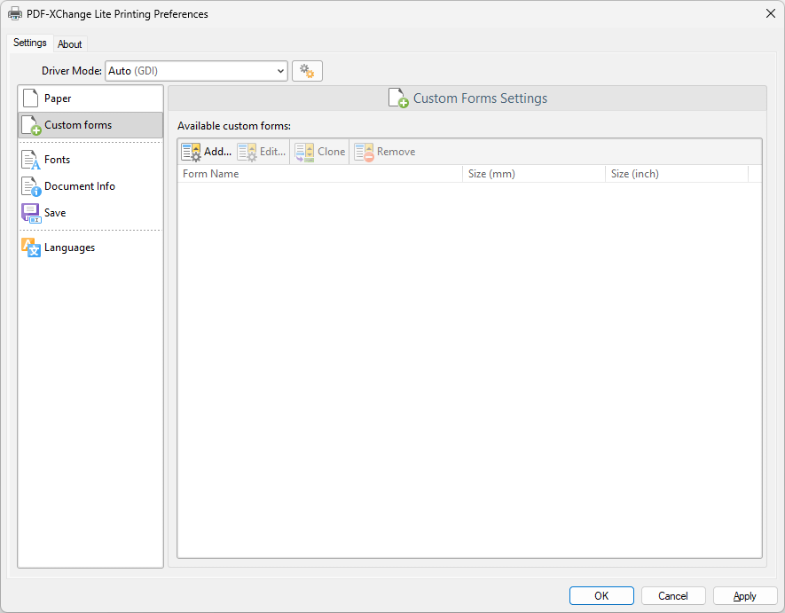 PDF-XChange Lite User Manual > PDF-XChange Printer Lite Settings ...