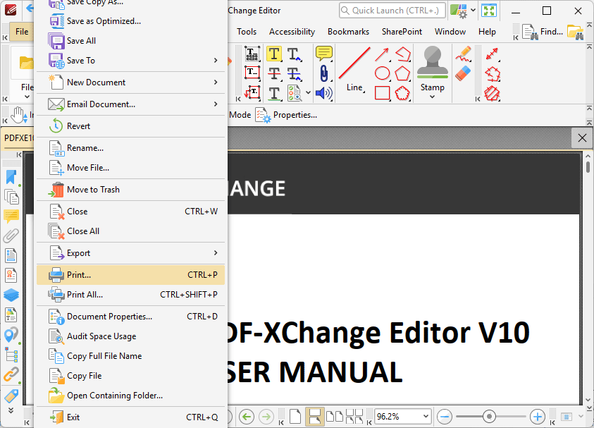 Tabs Guide > File > Print Options
