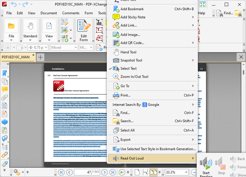 Appendix > Read Out Loud Feature