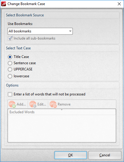 Tabs Guide > Bookmarks > Change Bookmark Case