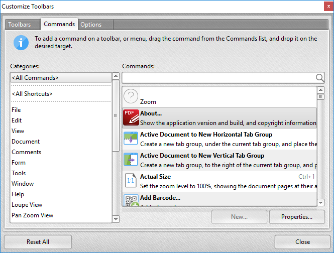 Appendix > Keyboard Shortcuts
