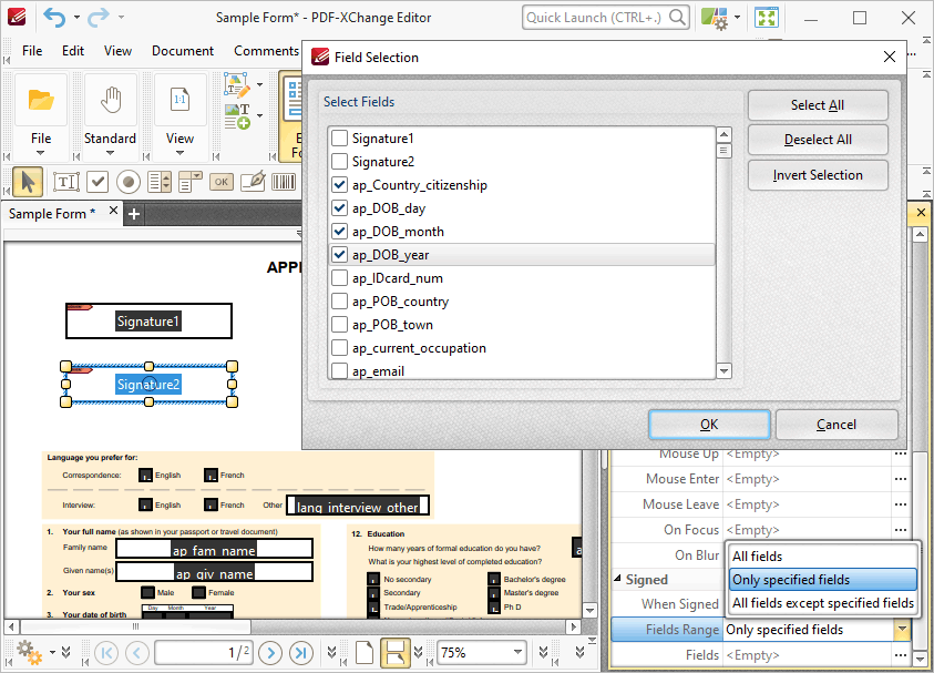 Tabs Guide > View > Toolbars > Form Toolbar > Add Digital Signature ...