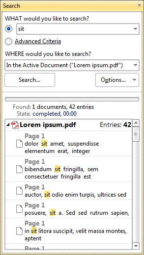 Tabs Guide > Edit > Search
