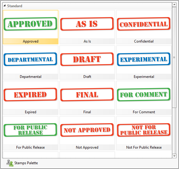 Tabs Guide > Tools > Comment And Markup Tools > Stamp Tool