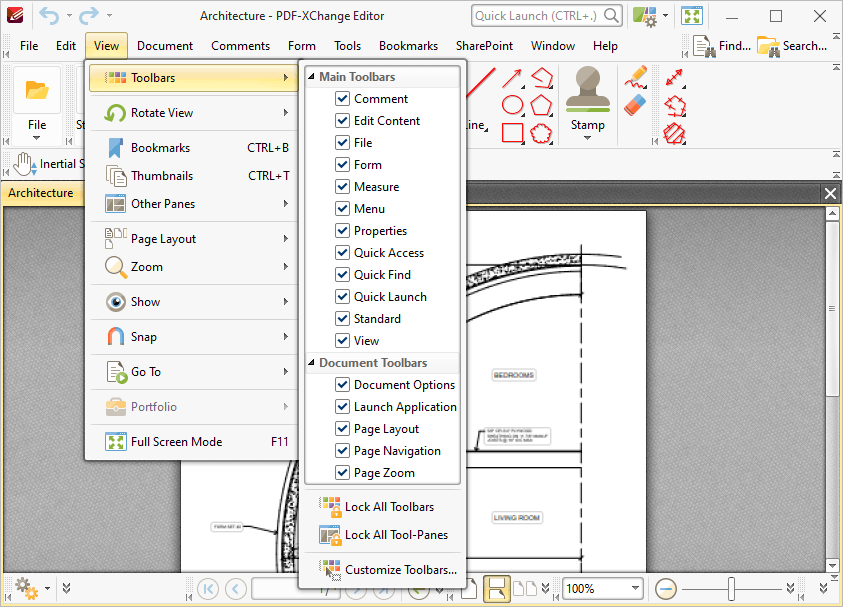 Tabs Guide > View > Toolbars