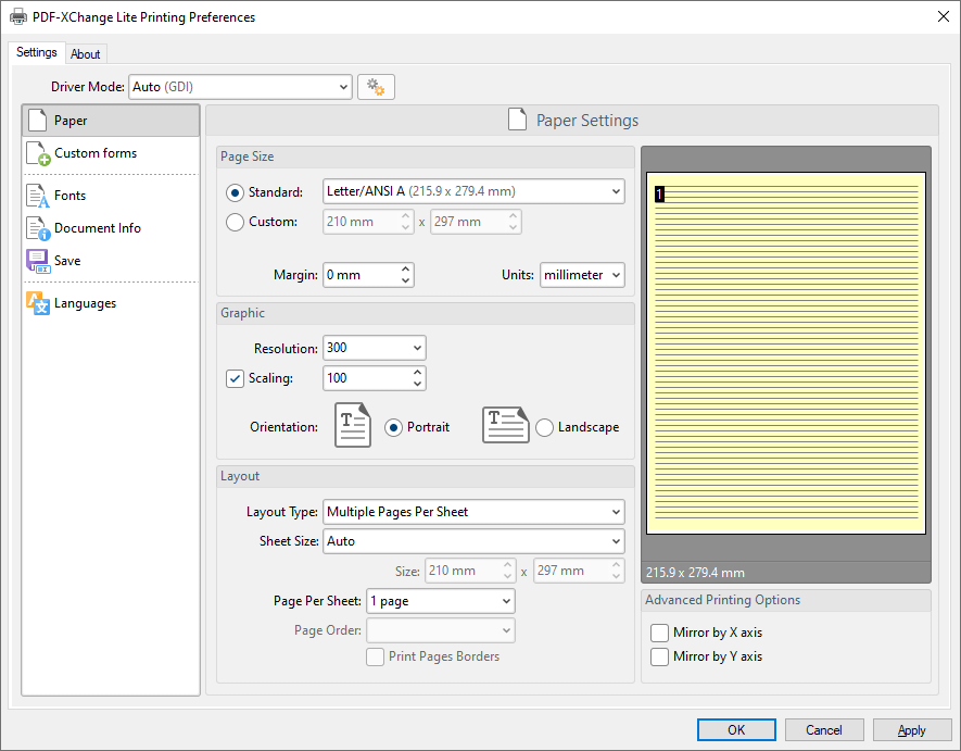 PDF-XChange Lite V9 User Manual > PDF-XChange Lite Printer Settings ...