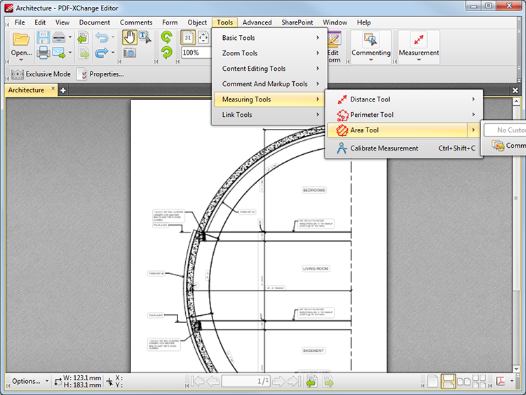 PDF-XChange Editor Plus User Manual > Tabs Guide > Tools > Measuring ...