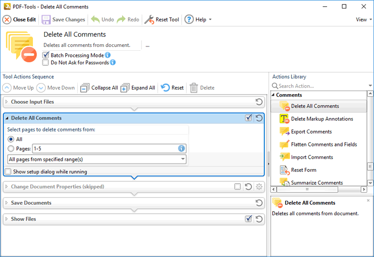 PDF-Tools V7 User Manual > Actions Library > Comments Actions > Delete ...