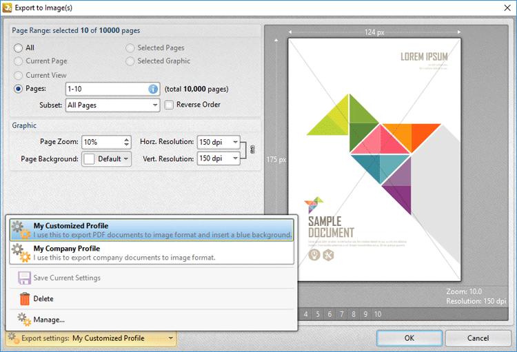 PDF-Tools V7 User Manual > Actions Library > Export PDF Actions > Export PDF to Images