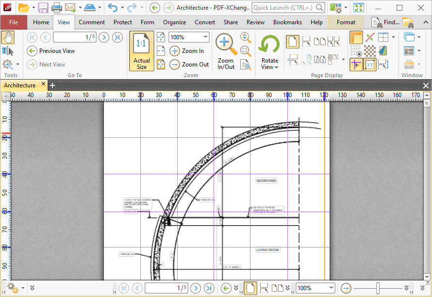 PDF-XChange Editor Plus V8 User Manual > Tabs Guide > View Tab > Rulers ...