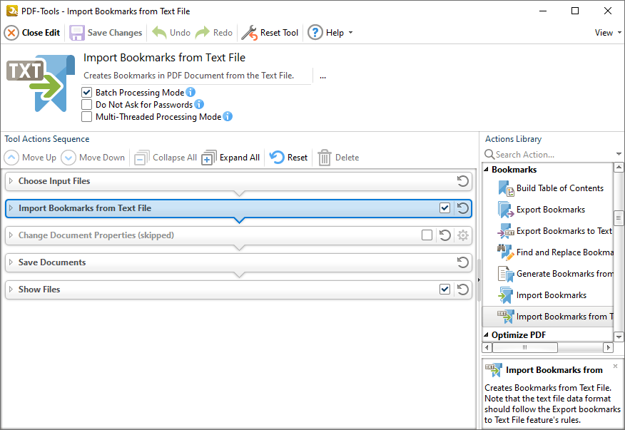 PDF-Tools V8 User Manual > Default Tools > Bookmarks Tools > Import Bookmarks from Text File