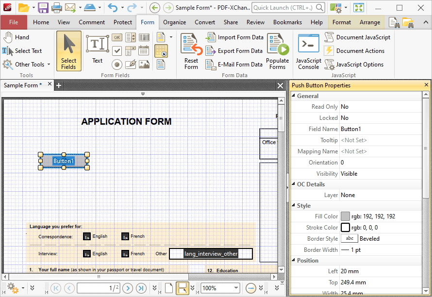 PDF-XChange Editor Plus V8 User Manual > Tabs Guide > Form Tab > Add ...
