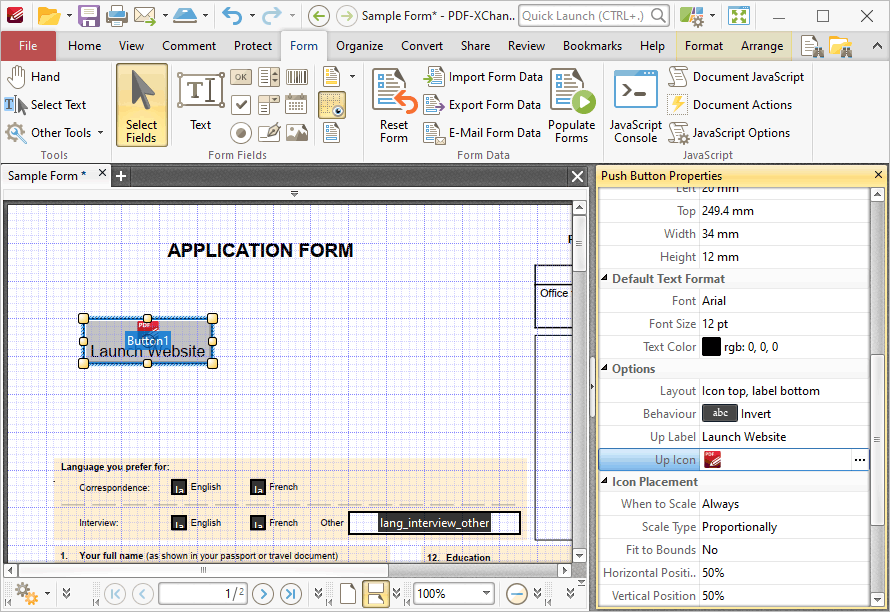 PDF-XChange Editor Plus V8 User Manual > Tabs Guide > Form Tab > Add ...