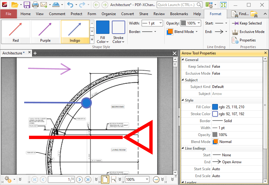 PDF-XChange Editor V8 User Manual > Tabs Guide > Comment Tab > Arrow Tool