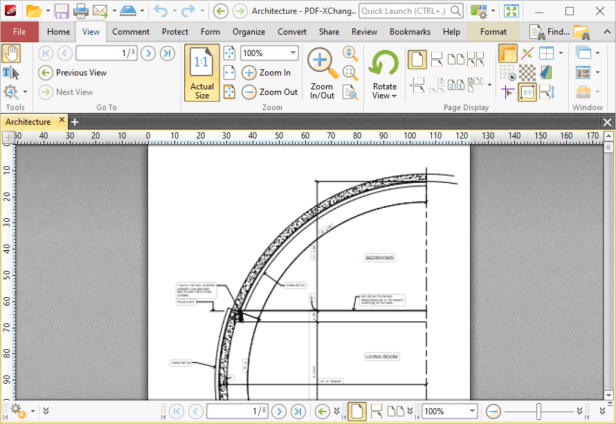 PDF-XChange Editor V8 User Manual > Tabs Guide > View Tab > Rulers ...