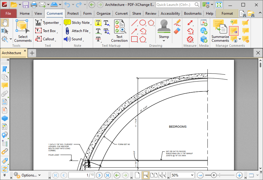 PDF XChange Editor V9 User Manual Tabs Guide Comment Tab Manage