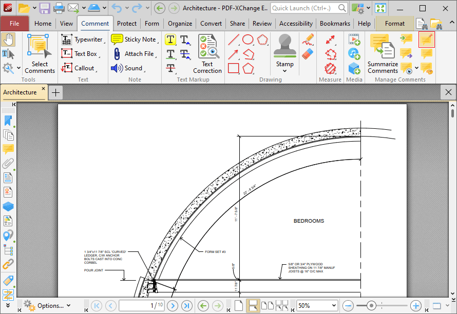 PDF XChange Editor V9 User Manual Tabs Guide Comment Tab Manage 